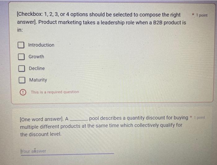 Solved [Checkbox: 1,2,3, or 4 options should be selected to | Chegg.com