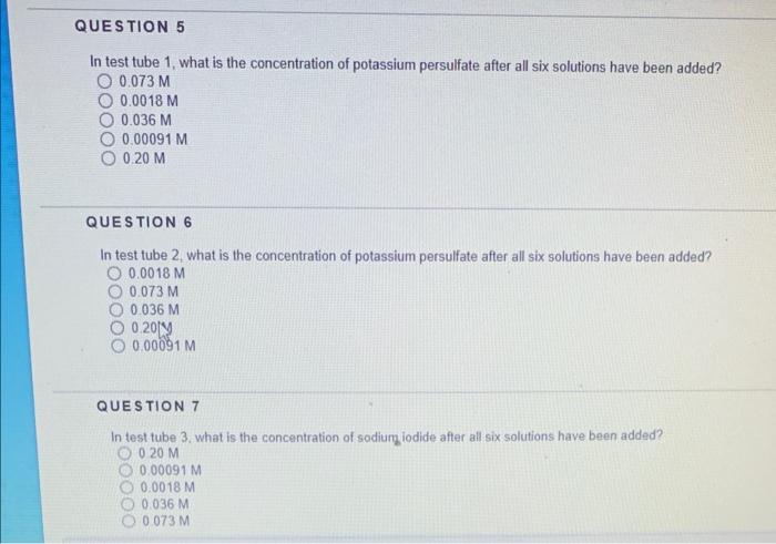 In test tube 1 , what is the concentration of | Chegg.com