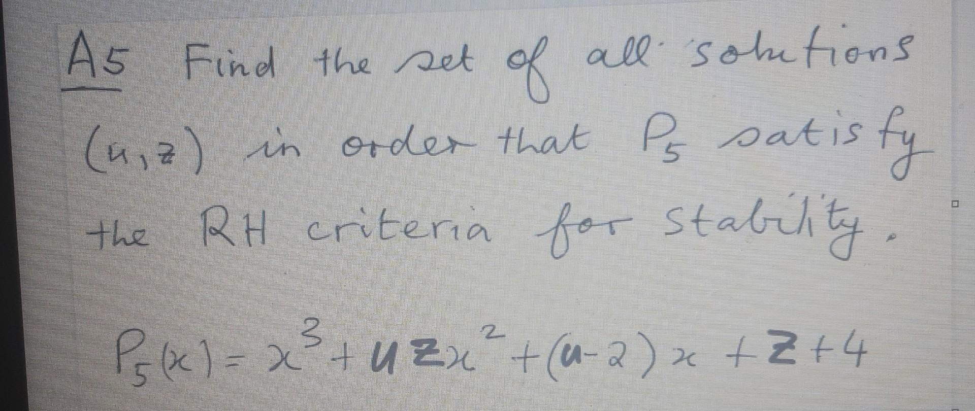 Solved A5 Find the set of all solutions (u,z) in order that | Chegg.com