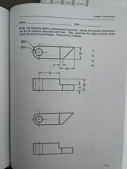 Solved control aption command Chapter 7: Dimensioning 1 | Chegg.com