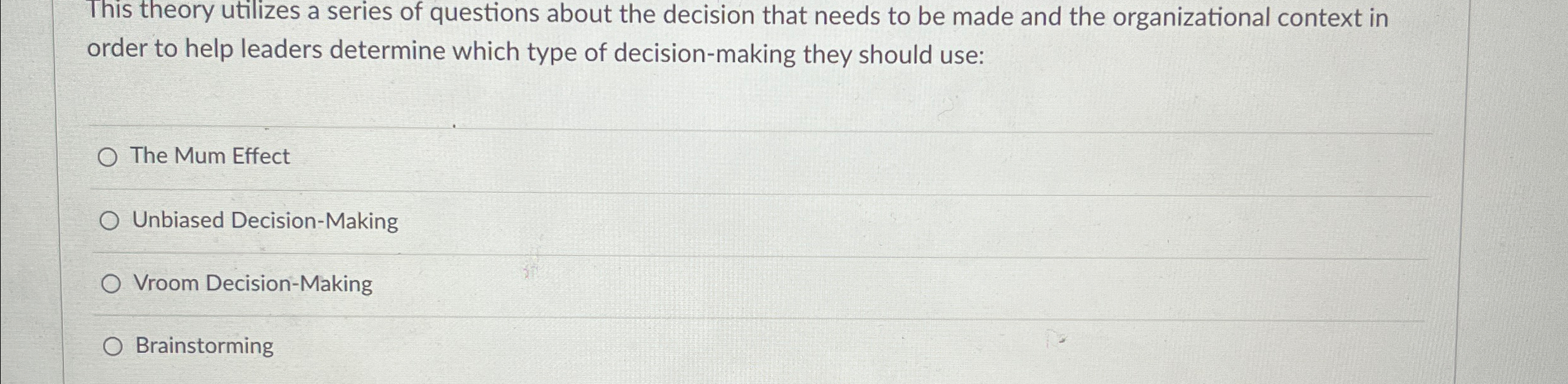 Solved This theory utilizes a series of questions about the | Chegg.com