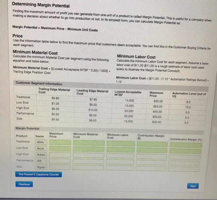 Solved Margin Analysis Margin Analysis Being able to | Chegg.com
