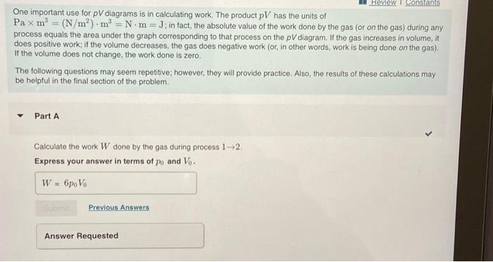 Solved One important use for pV diagrams is in calculating | Chegg.com