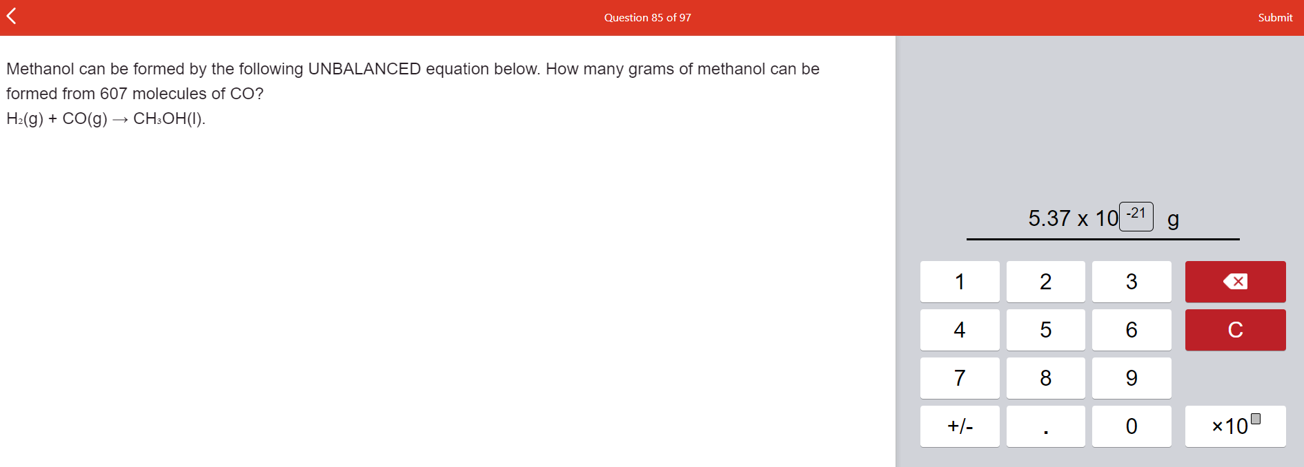 Solved Methanol can be formed by the following UNBALANCED | Chegg.com