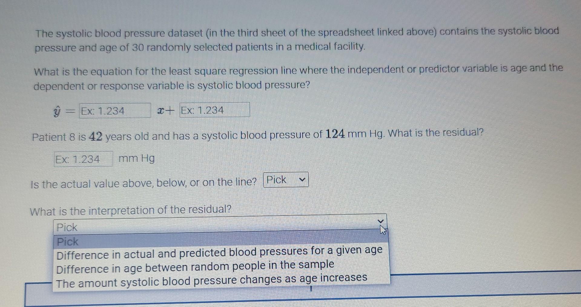 The systolic blood pressure dataset (in the third | Chegg.com