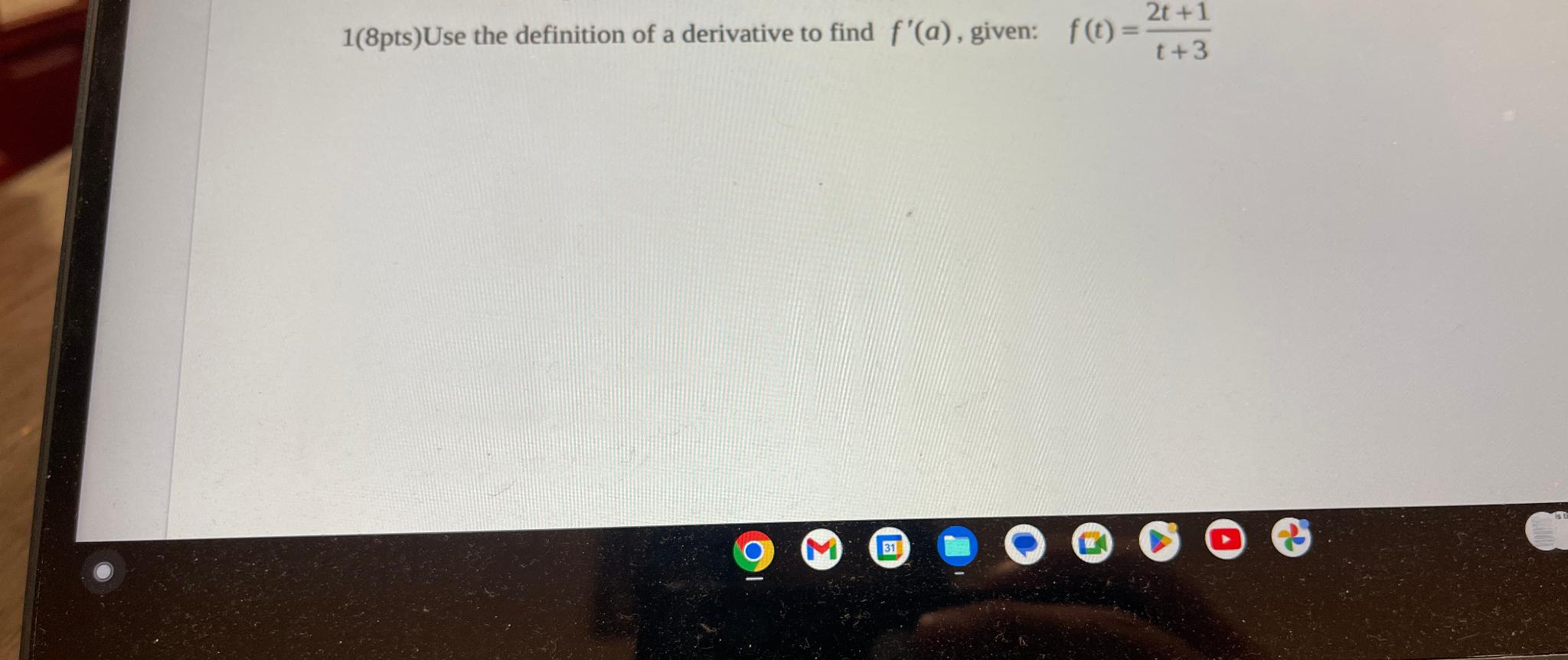 Solved 1(8pts) Use the definition of a derivative to find | Chegg.com Solved 1(8pts) Use the definition of a derivative to find | Chegg.com
