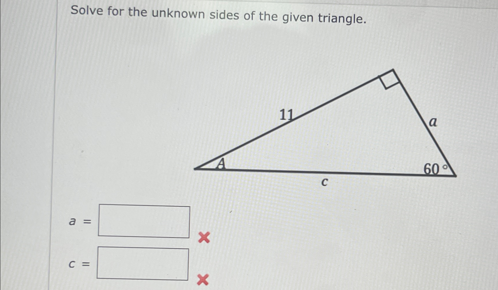 Solved Solve for the unknown sides of the given | Chegg.com