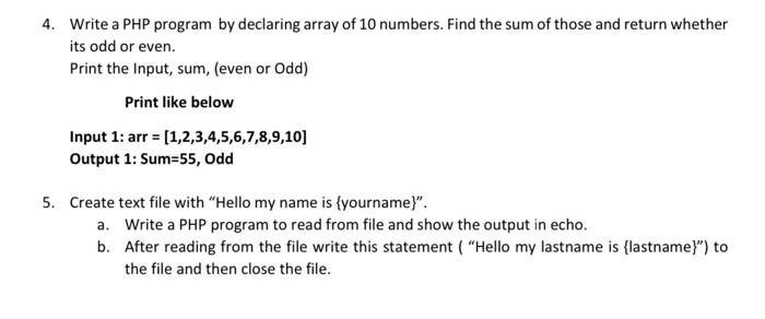 Solved 4 Write A Php Program By Declaring Array Of 10