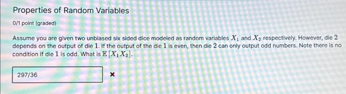 Solved Properties of Random Variables 0/1 point (graded) | Chegg.com