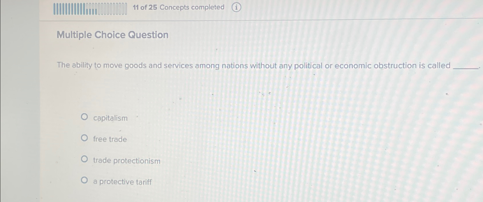 Solved 11 ﻿of 25 ﻿Concepts completed(i)Multiple Choice | Chegg.com