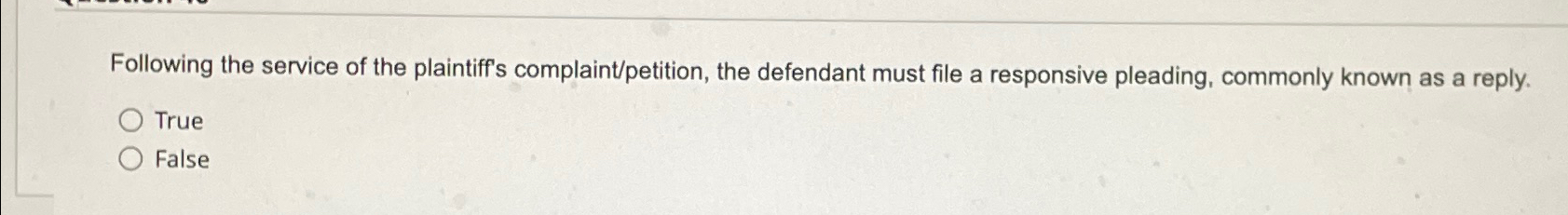 Solved Following the service of the plaintiff's | Chegg.com
