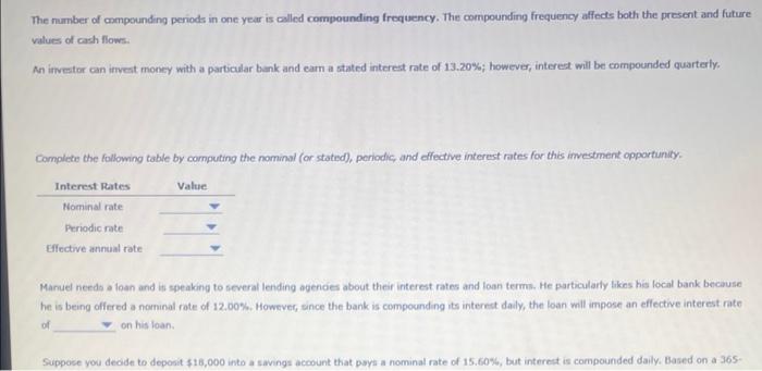 Solved The number of compounding periods in one year is | Chegg.com