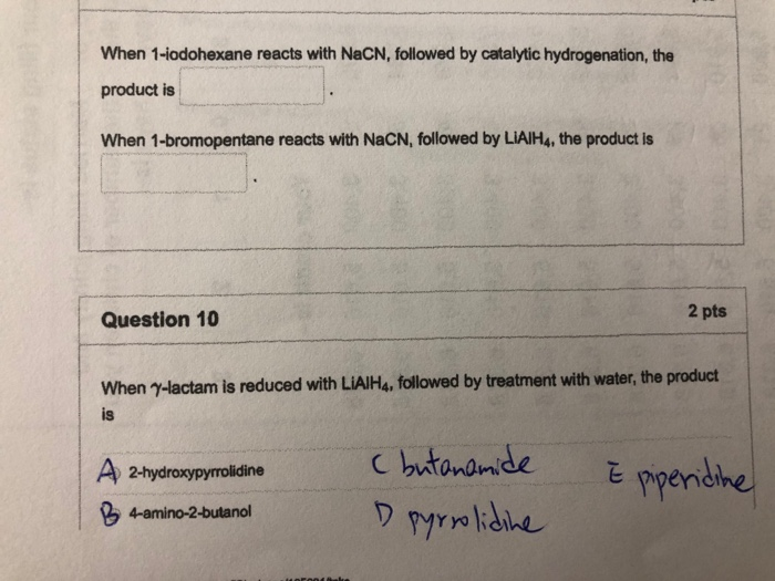 Solved When 1-iodohexane reacts with NaCN, followed by | Chegg.com