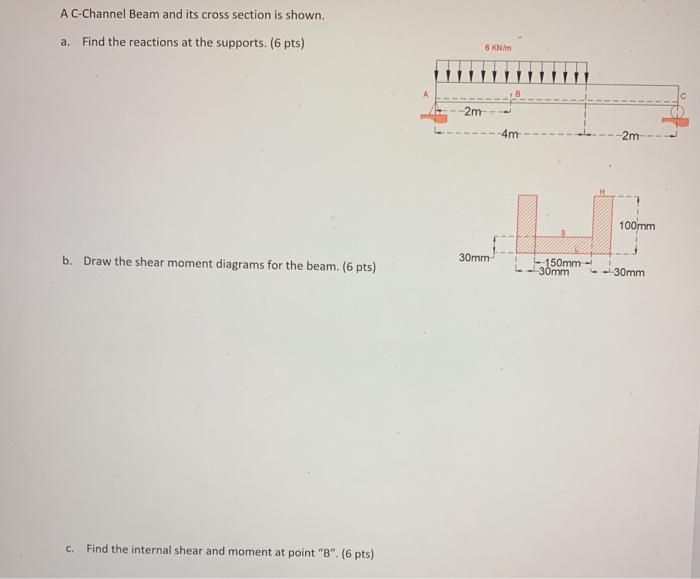 Solved A C-Channel Beam and its cross section is shown. a. | Chegg.com