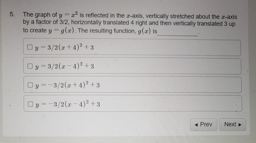 Solved Multiple Choice 3. The graph of a parabola with a | Chegg.com