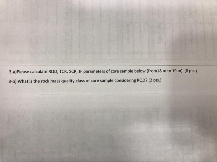 Solved 3-a)Please calculate RQD, TCR, SCR, JF parameters of | Chegg.com