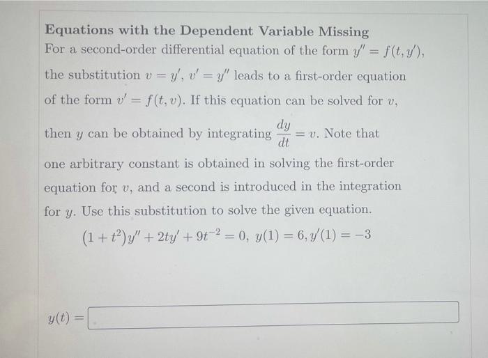 Solved Equations with the Dependent Variable Missing For a | Chegg.com