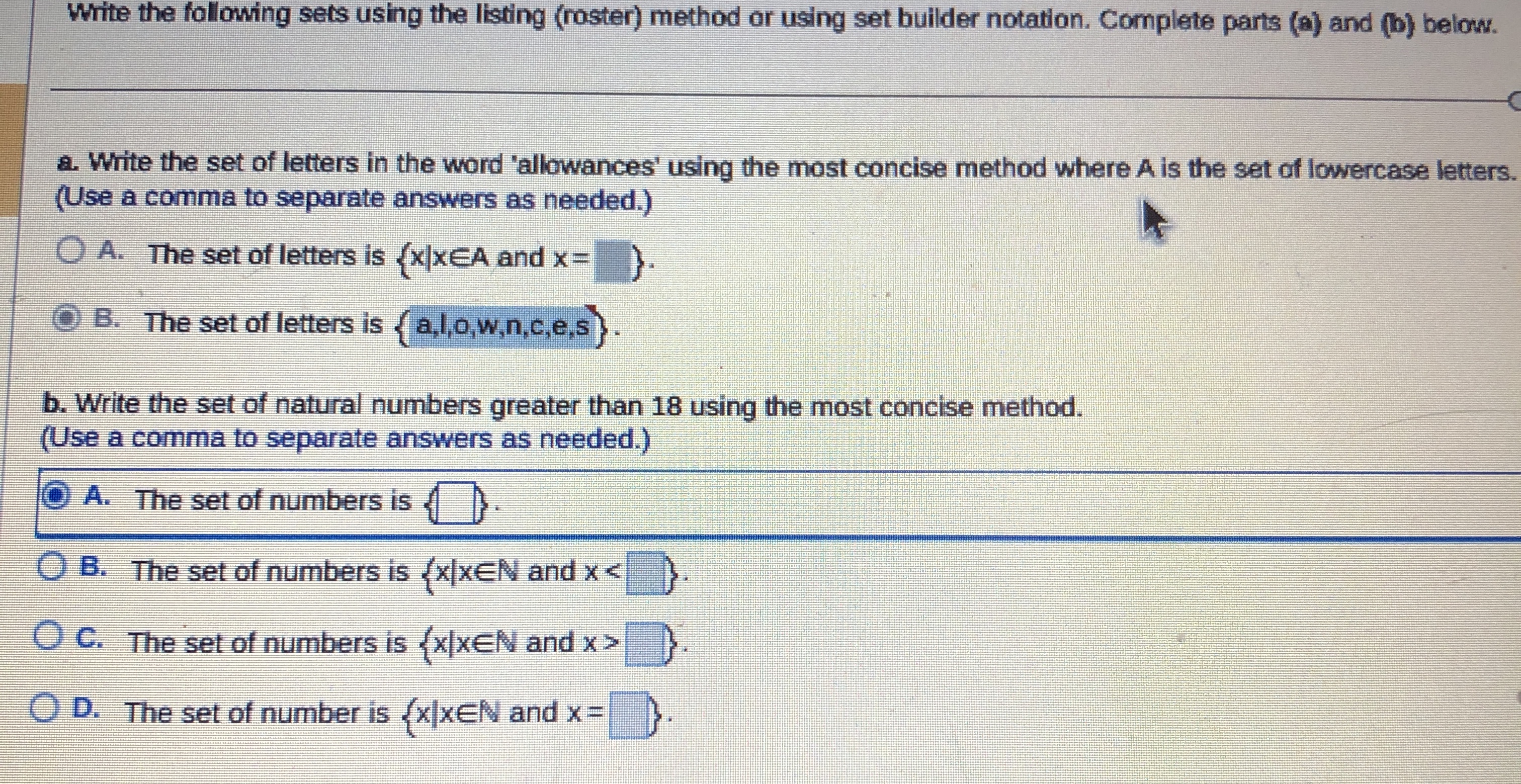 Solved White the following sets using the listing (roster) | Chegg.com