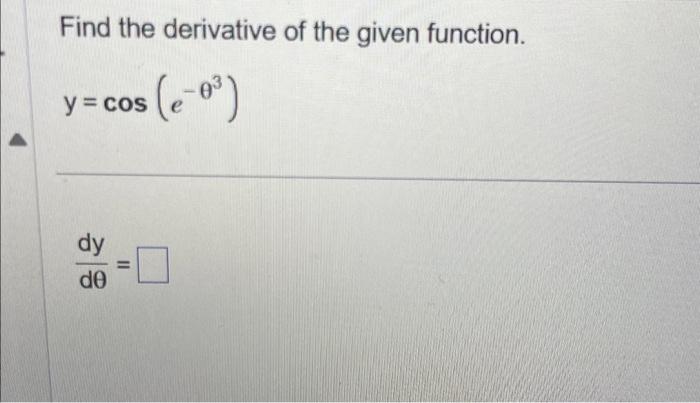 Solved Find the derivative of the given function. | Chegg.com