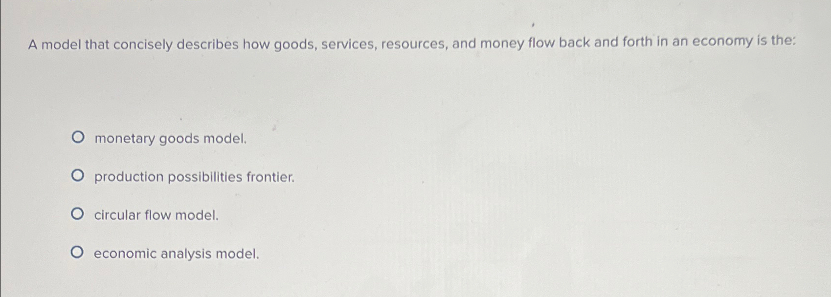Solved A model that concisely describes how goods, services, | Chegg.com