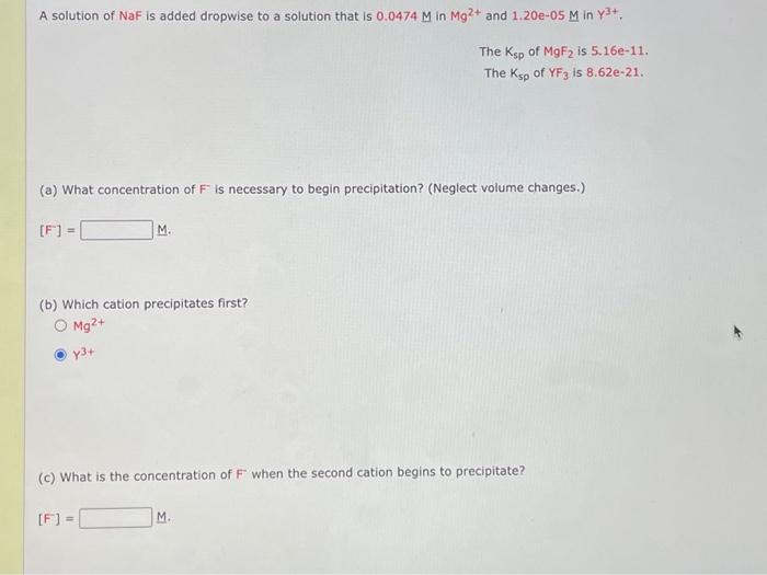 Solved A solution of NaF is added dropwise to a solution | Chegg.com
