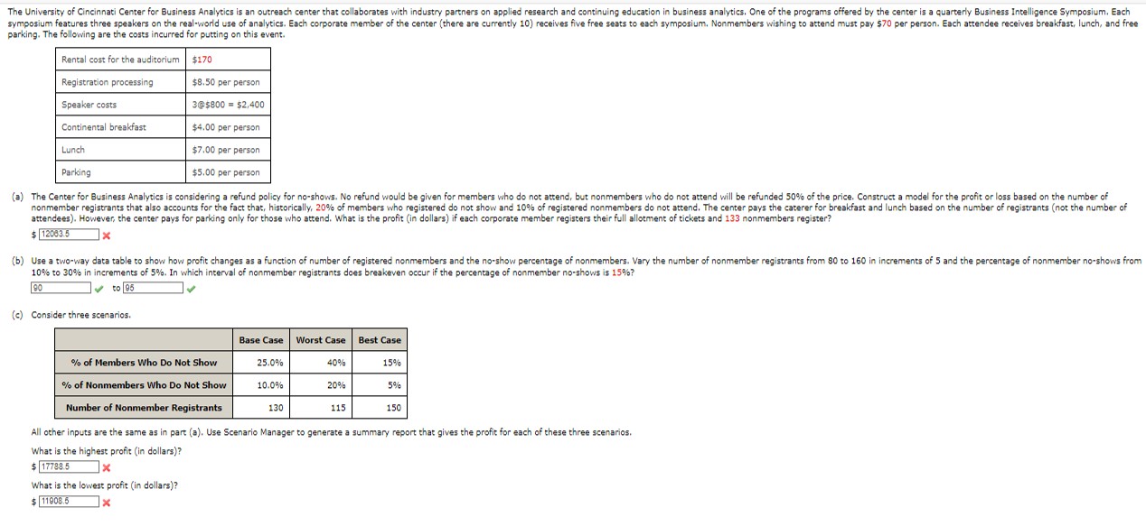 Solved parking. The following are the costs incurred for | Chegg.com
