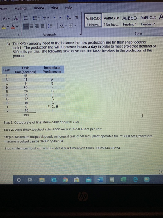 Solved step 5. assign tasks to workstationstep 6 compute | Chegg.com