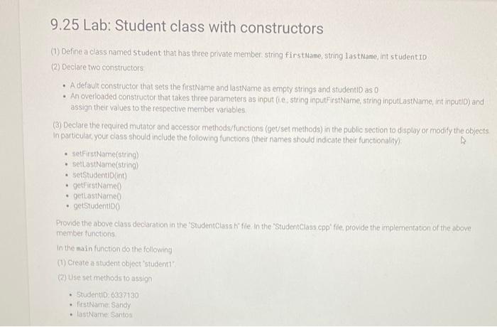 Solved (1) Define a class named student that has three | Chegg.com