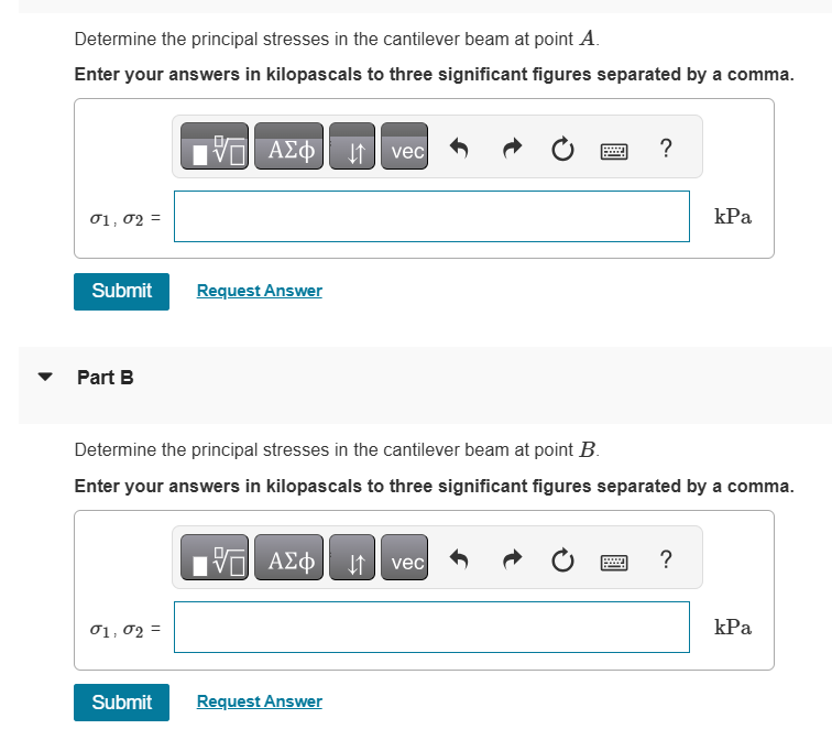 Solved Determine the principal stresses in ﻿the cantilever | Chegg.com