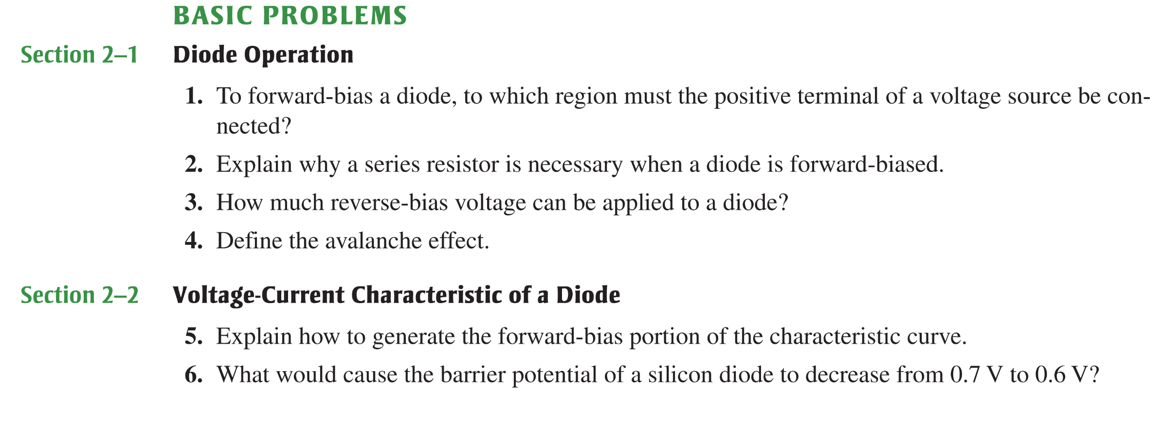 Solved BASIC PROBLEMSSection 2-1 ﻿Diode OperationTo | Chegg.com