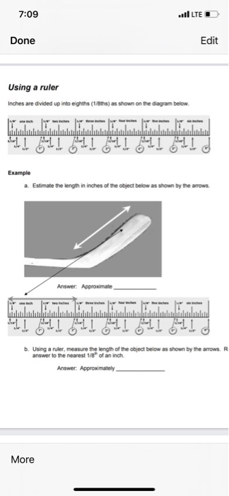 Solved 7:09 AllET Done Edit Using a ruler Inches are divided | Chegg.com