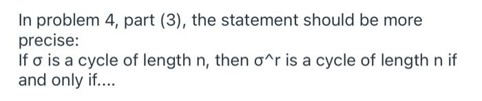 Solved 4. (1) Prove that if o is a cycle (i.e. a cyclic | Chegg.com
