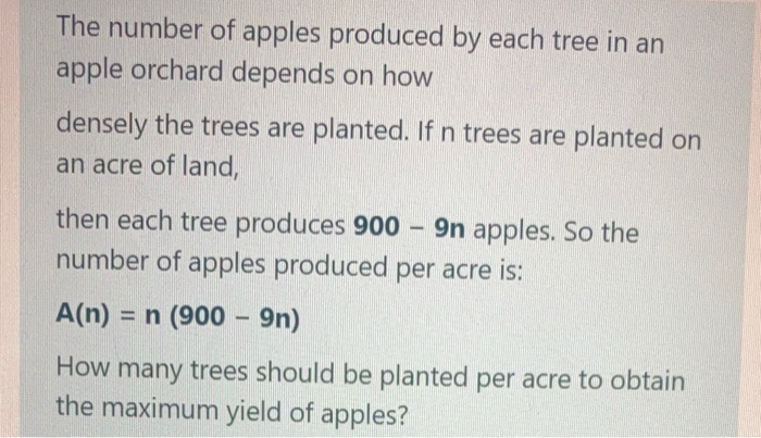 Solved The number of apples produced by each tree in an | Chegg.com