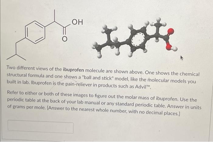 Solved OH O tote Two different views of the ibuprofen | Chegg.com