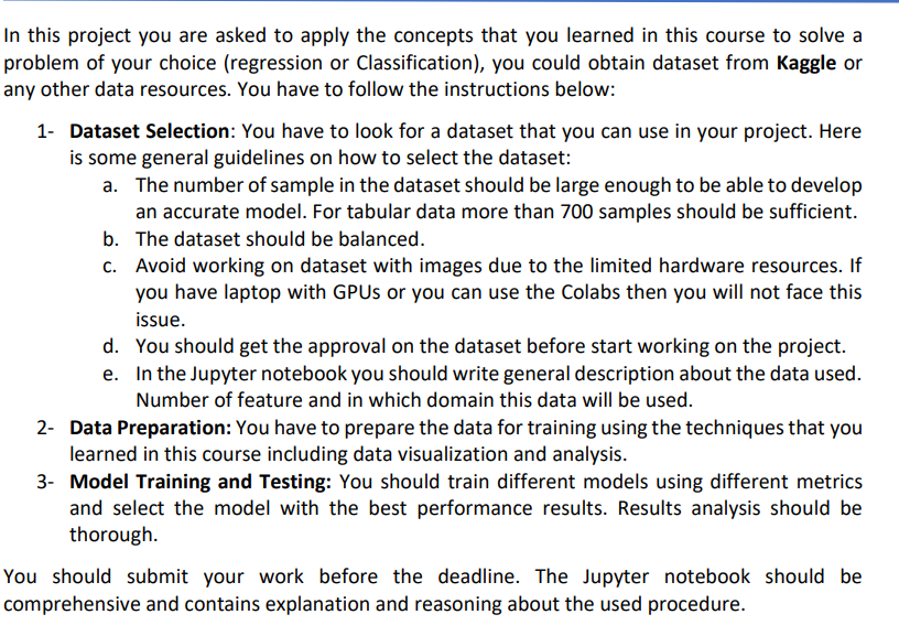 Solved **you can choose any datatset you want from kaggle as | Chegg.com