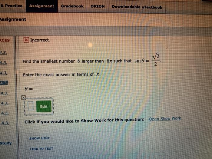 Solved & Practice Assignment Gradebook ORION Downloadable | Chegg.com