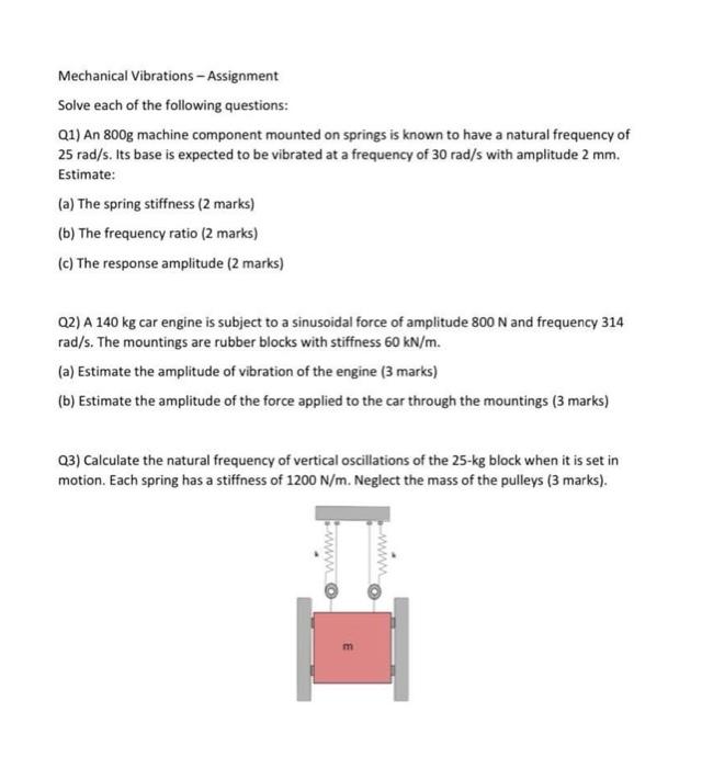 Solved Mechanical Vibrations - Assignment Solve each of the | Chegg.com
