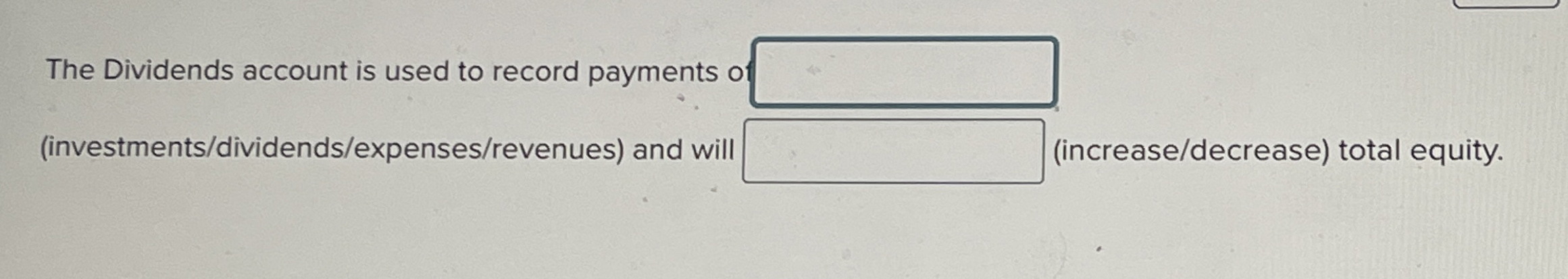 Solved The Dividends account is used to record payments of | Chegg.com
