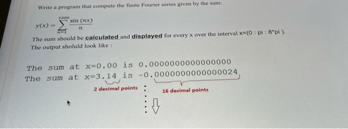 Solved Write a program that compute the finite Fourier | Chegg.com