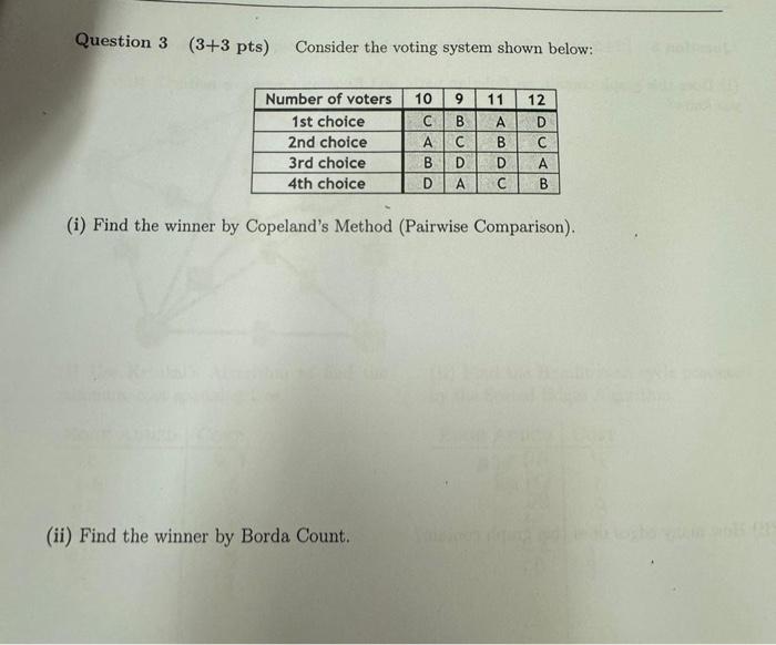 Solved Question 3(3+3pts) Consider the voting system shown | Chegg.com