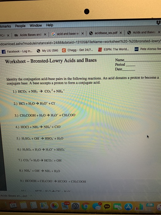 Solved kmarks People Window Help PCA X Bb Acids Bases and x | Chegg.com