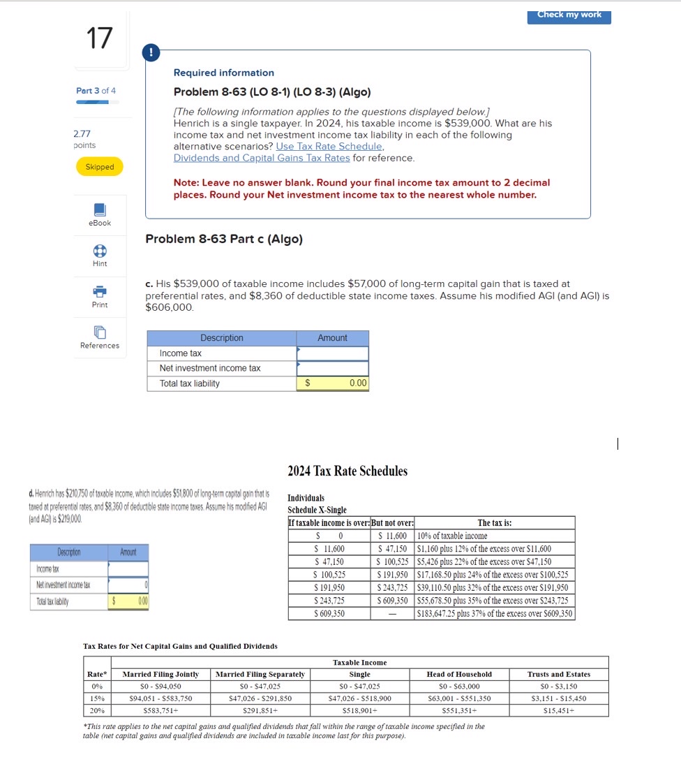 Solved 2024 ﻿Tax Rate Schedules(and AGG) ﻿is | Chegg.com
