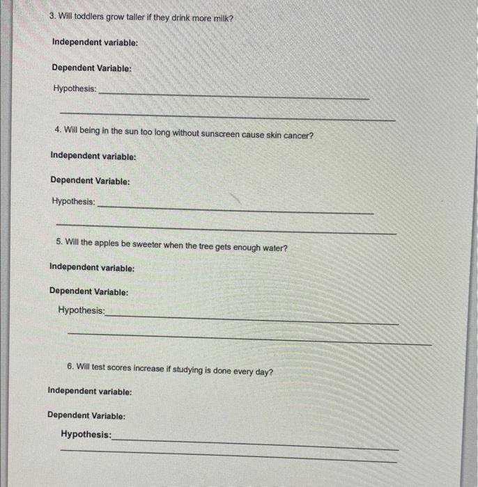 Solved Hypothesis Worksheet 2 Name For each of the following | Chegg.com