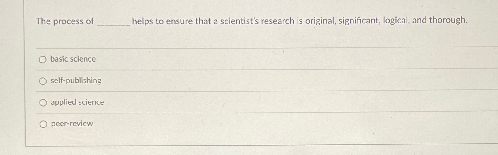 Solved The process of helps to ensure that a scientist's | Chegg.com