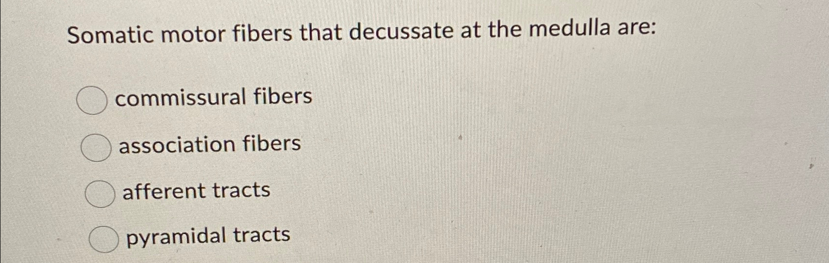 Solved Somatic motor fibers that decussate at the medulla | Chegg.com