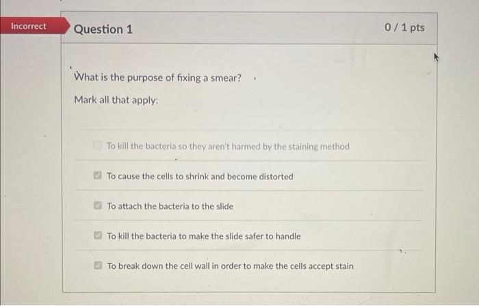 Solved What is the purpose of fixing a smear? Mark all that | Chegg.com