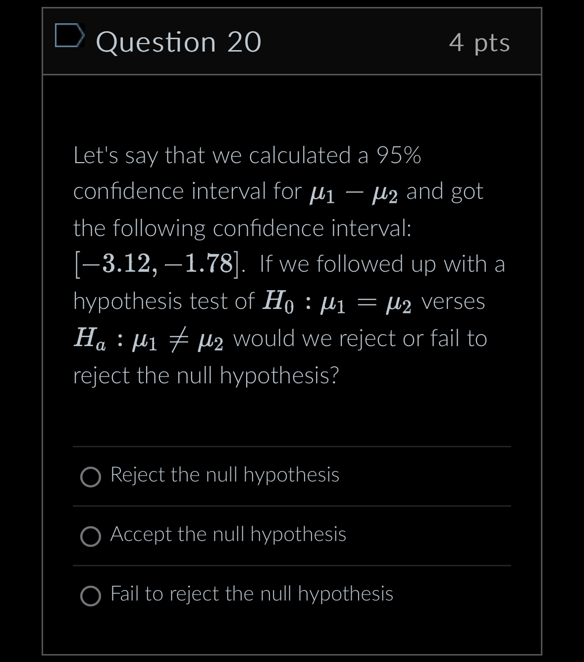 Solved Question 204 ﻿ptsLet's say that we calculated a 95% | Chegg.com