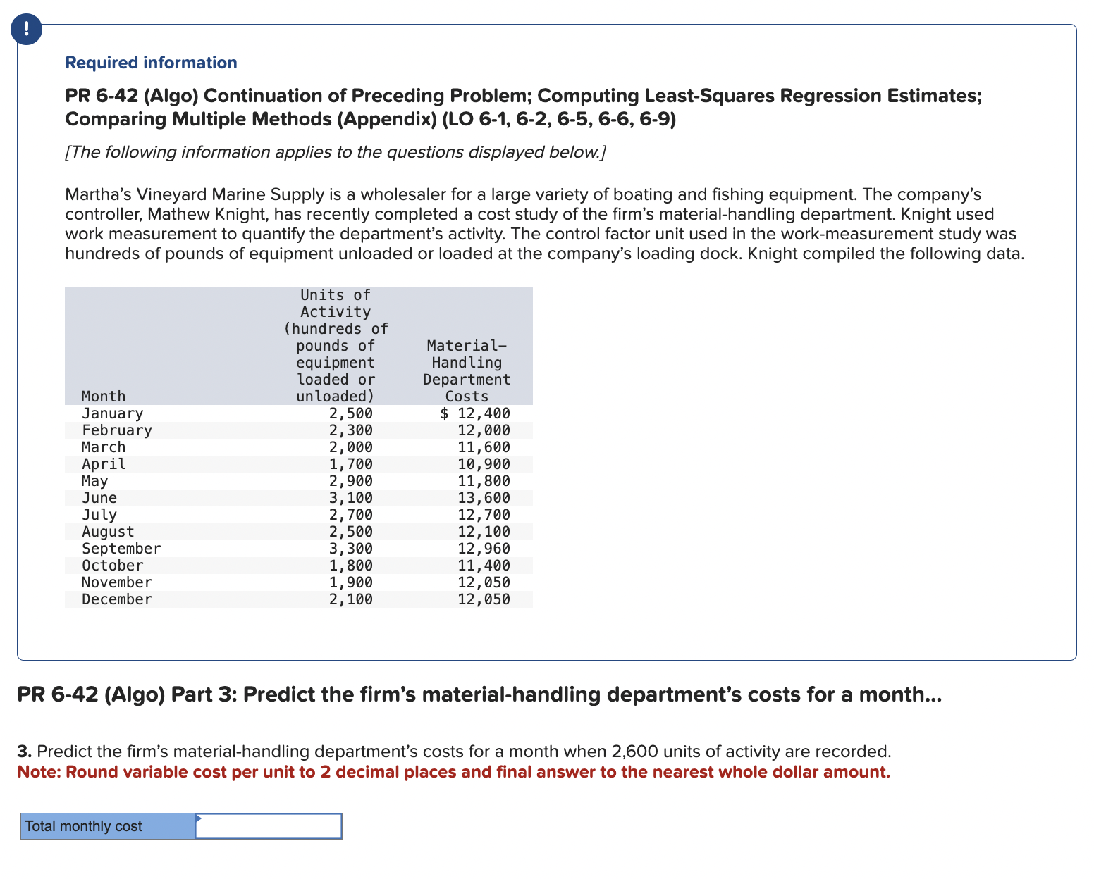 Solved !Required informationPR 6-42 (Algo) ﻿Continuation of | Chegg.com