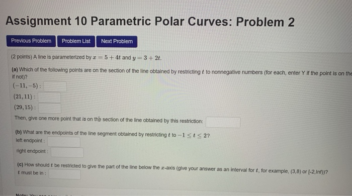 Solved Assignment 10 Parametric Polar Curves: Problem 2 | Chegg.com
