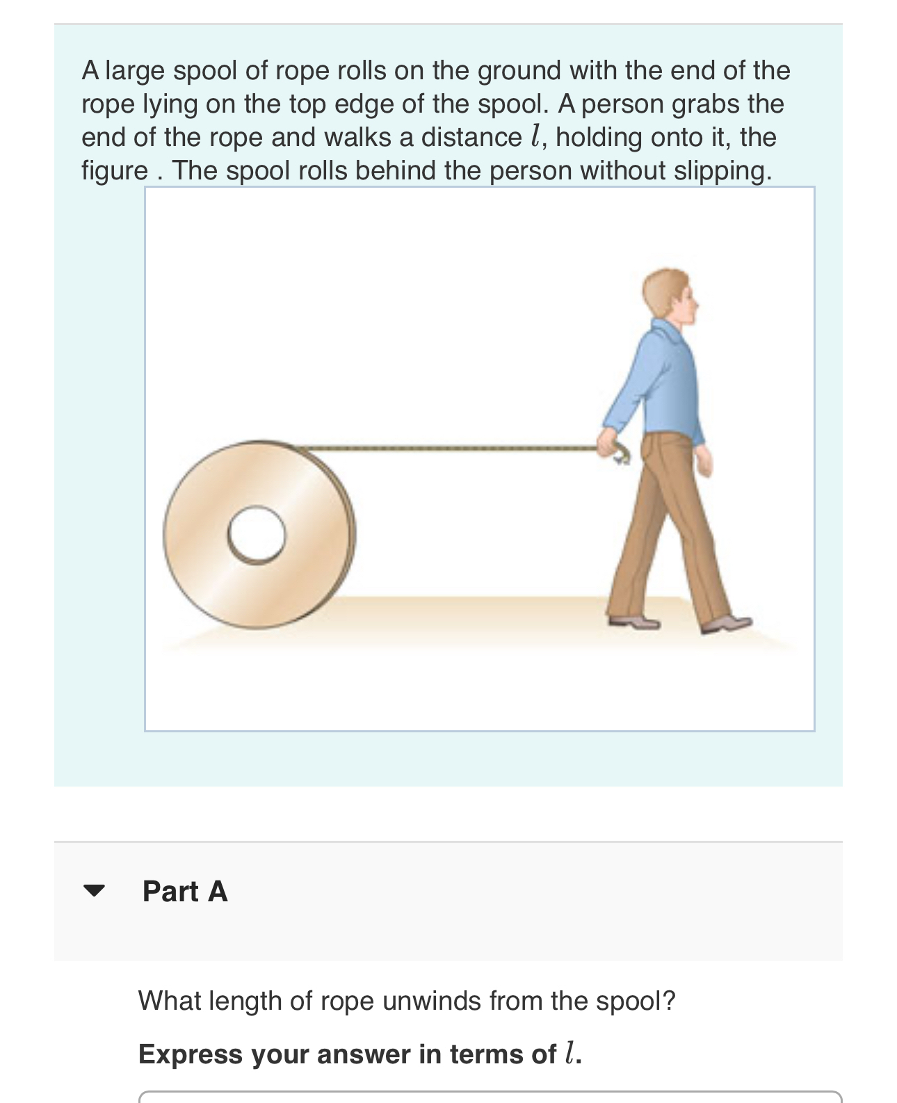 Solved A large spool of rope rolls on the ground with the | Chegg.com